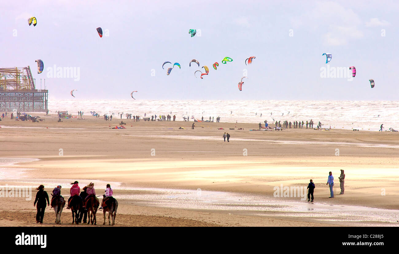 British kite surfing championships held on Blackpool beach Stock Photo ...