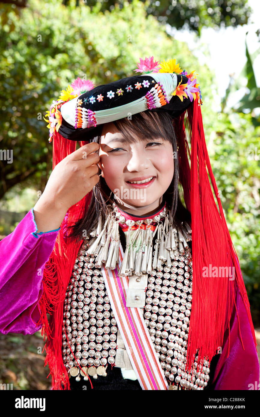 Lisu hill tribes girl wearing traditional cloth for celebrate New year ... Lisu hill tribes girl wearing traditional cloth for celebrate New year ...
