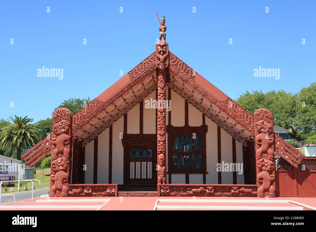 The Tamatekapua Rotorua meeting house of the Te Arawa tribe North ...