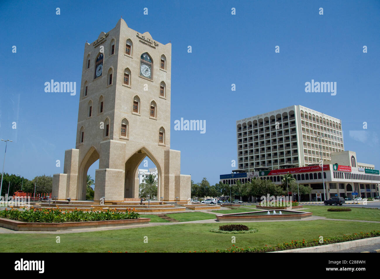 Oman, Dhofar, Salalah. Downtown Salalah clock tower Stock Photo - Alamy