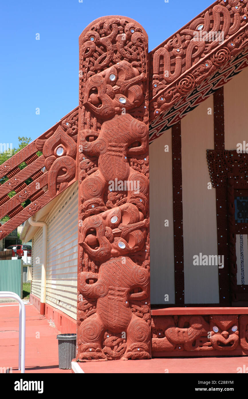 The Tamatekapua Rotorua meeting house of the Te Arawa tribe North ...