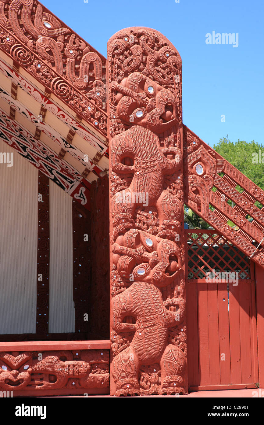 The Tamatekapua Rotorua meeting house of the Te Arawa tribe North ...