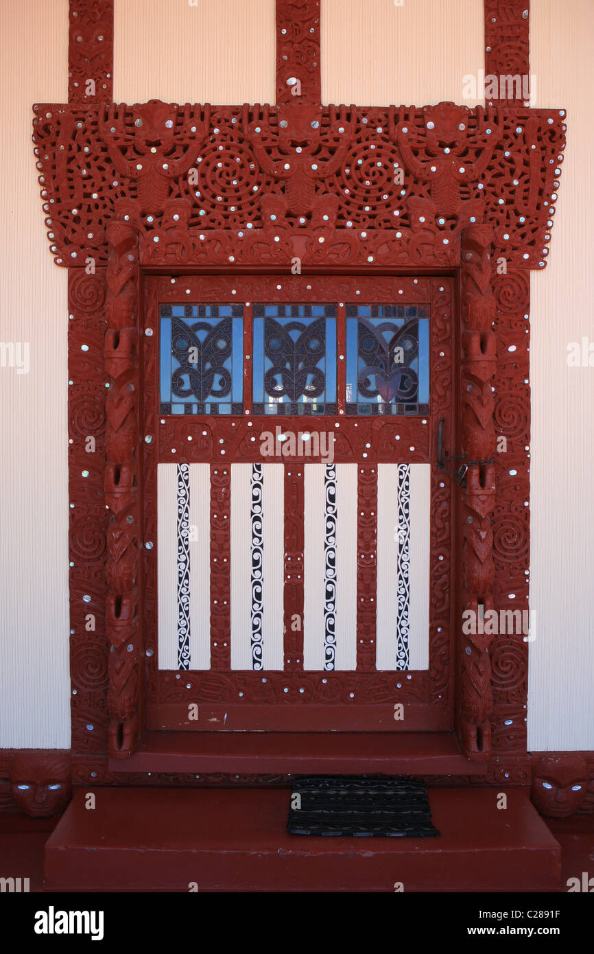 The Tamatekapua Rotorua meeting house of the Te Arawa tribe North ...