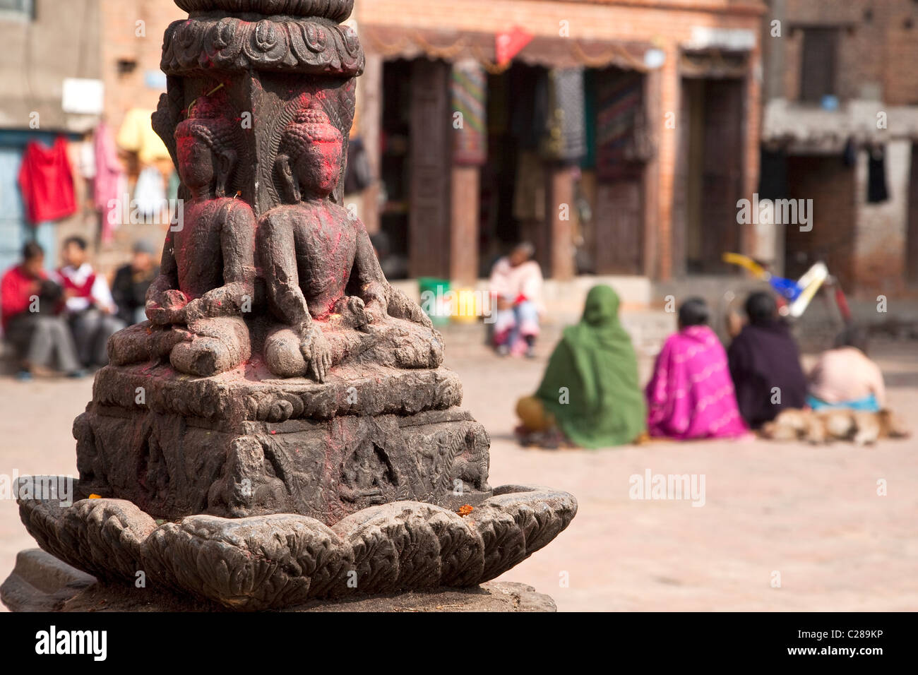 Buddha bas relief in the street of Kathmandu. Nepal, Asia Stock Photo ...