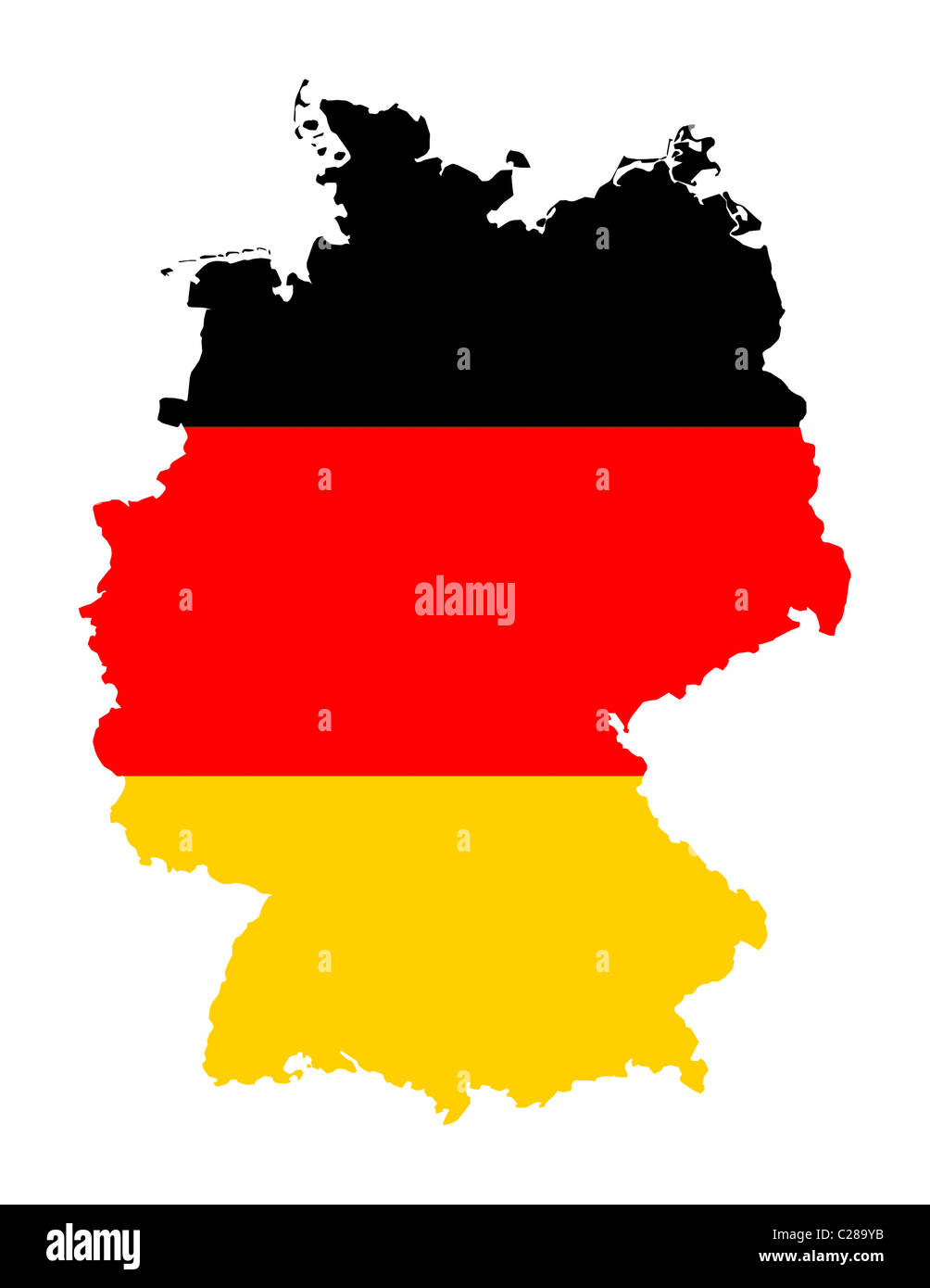 Illustration of Germany flag on map of country; isolated on white ...