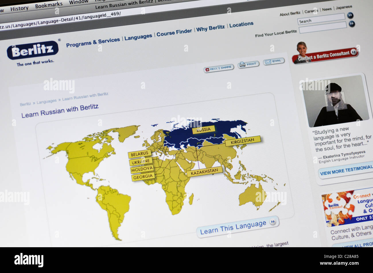Berlitz language learning website - Russian Stock Photo - Alamy