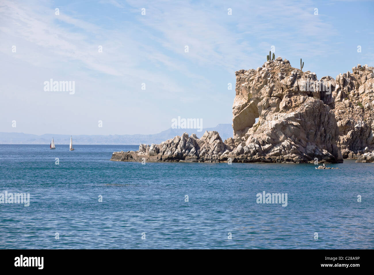 Sailboats off "Elephant Rock", Punta Colorado, Sea of Cortez, Baja ...