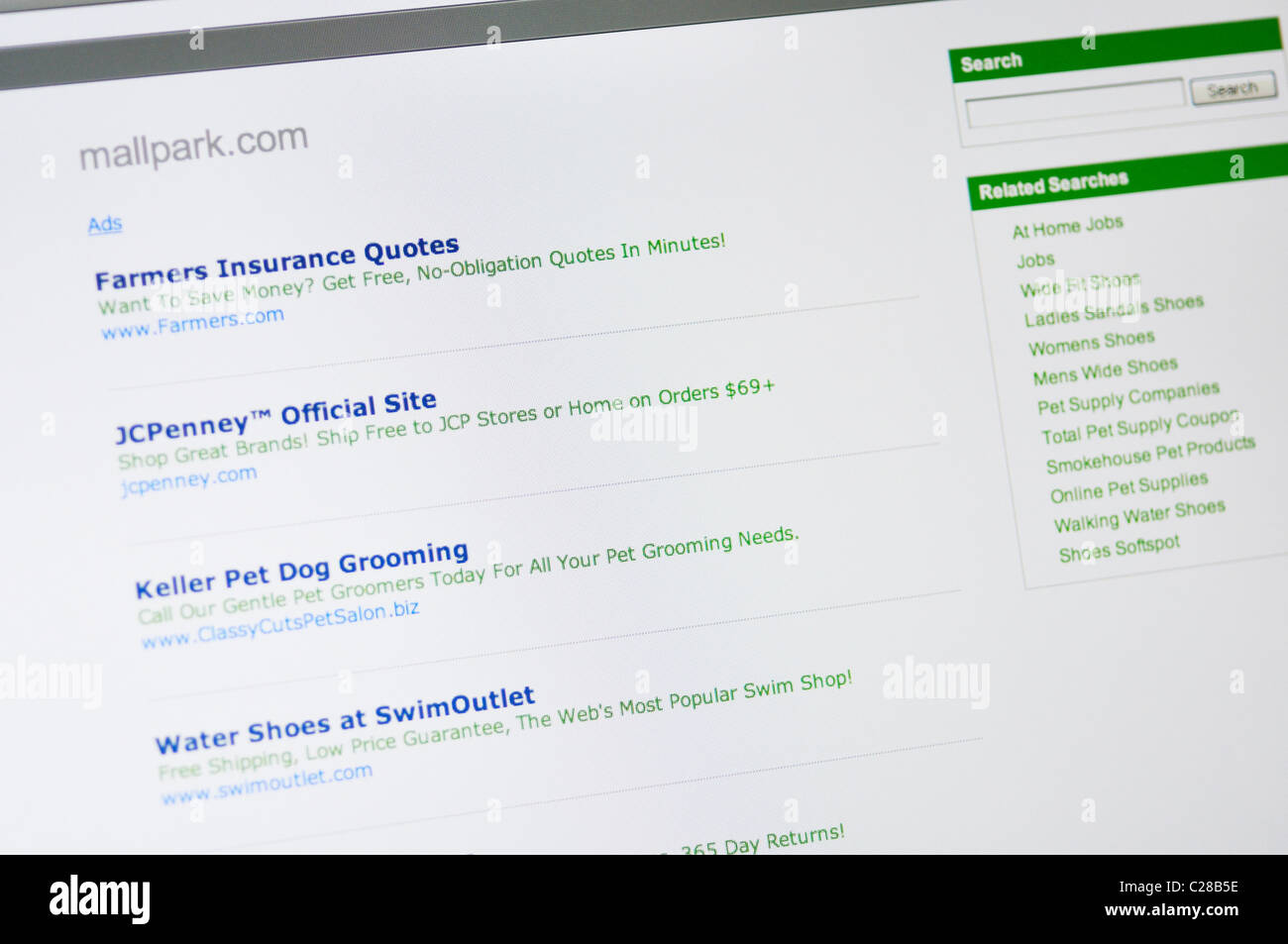 Mallpark advertising website Stock Photo - Alamy