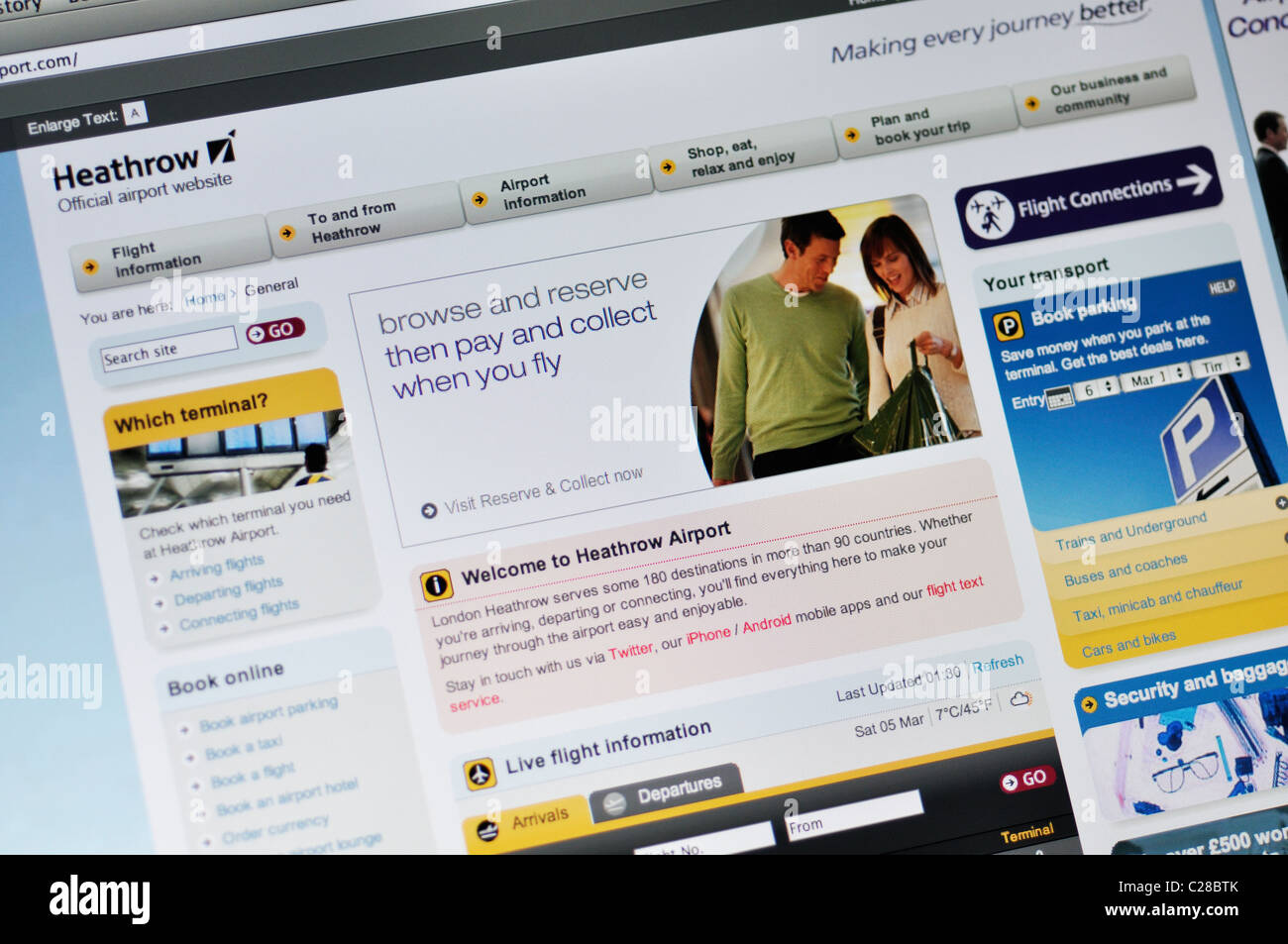 Heathrow Airport website Stock Photo - Alamy