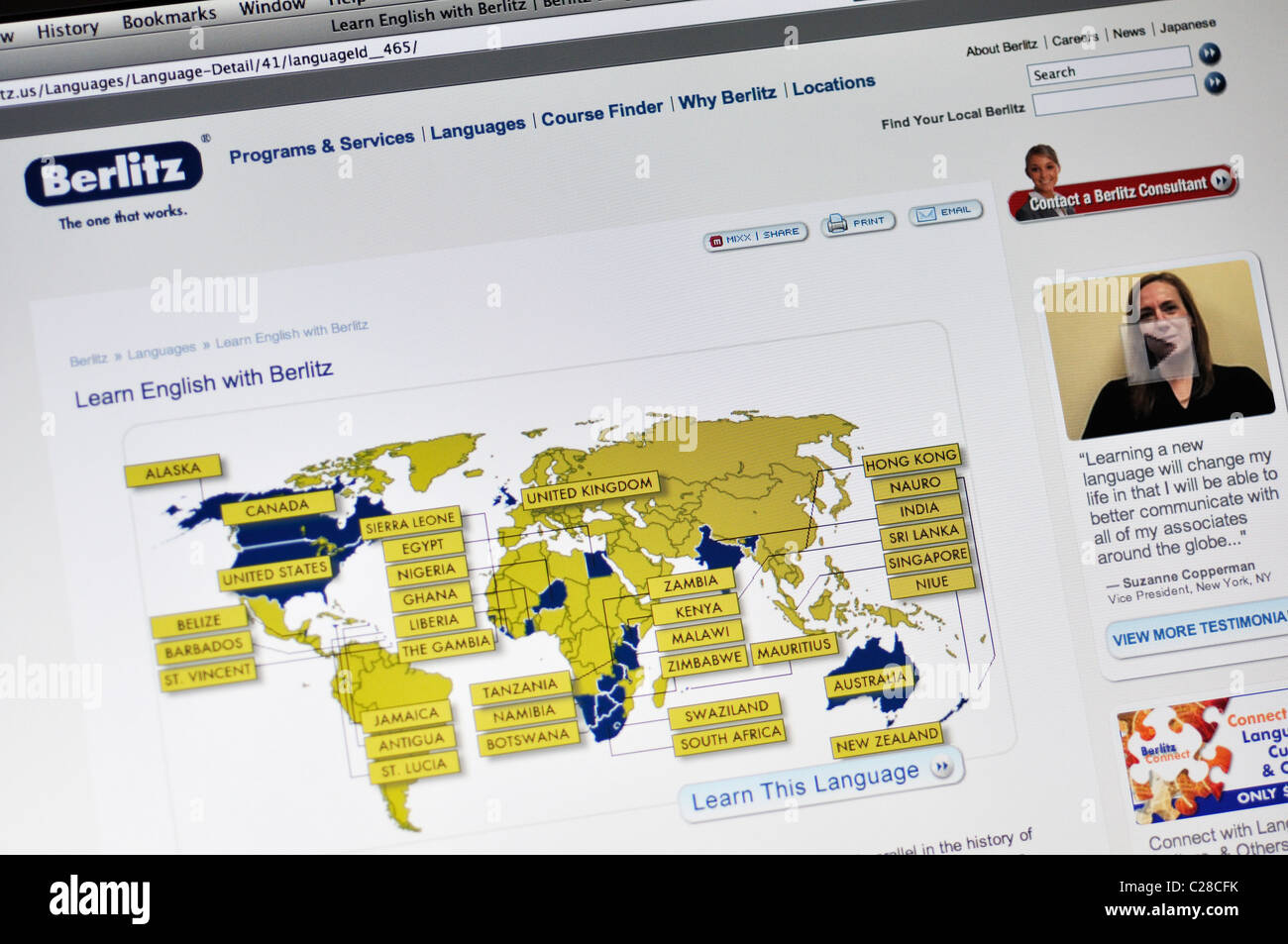 Berlitz language learning website - English Stock Photo - Alamy