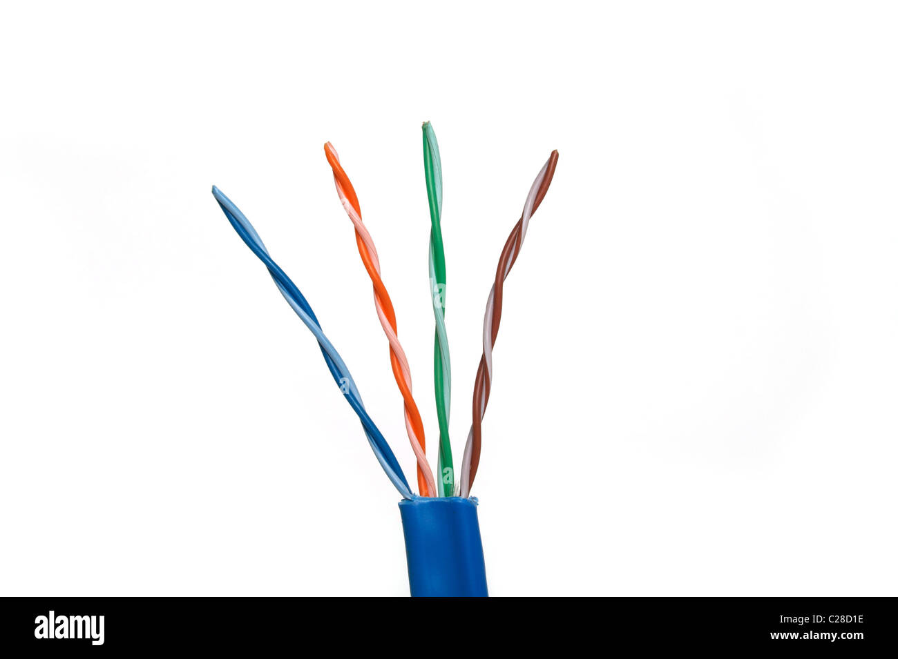 Close up of the twisted pair wires from a Cat6 network cable Stock ...