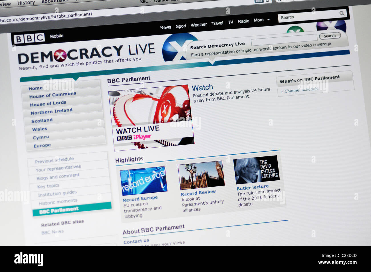 BBC website - Democracy Live Stock Photo - Alamy