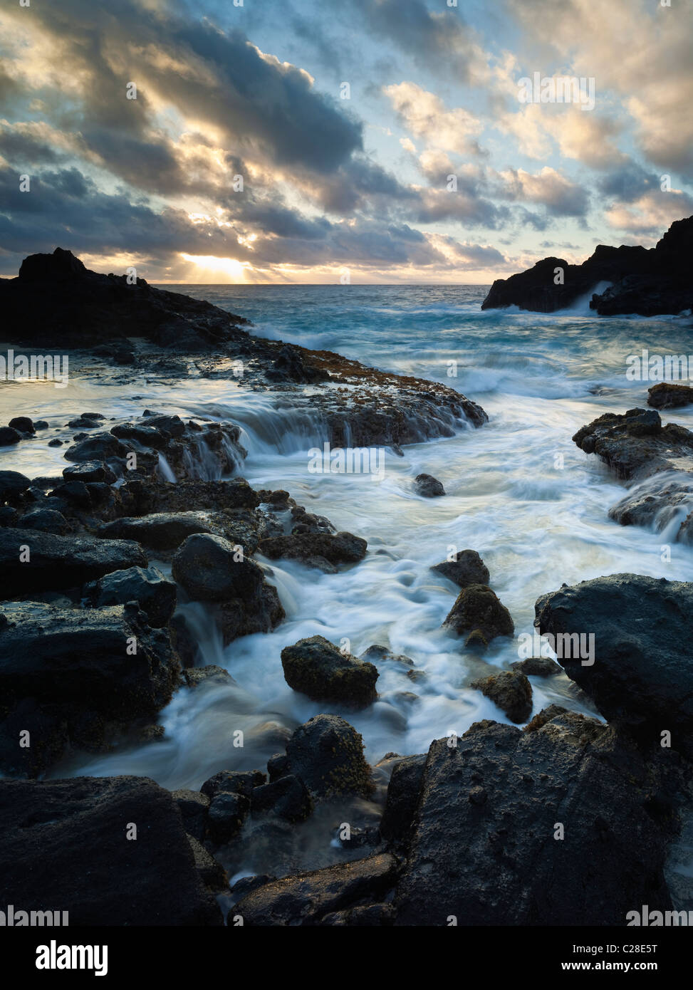 Halona Cove sunrise, Eastern coastline of Oahu, Hawaii Stock Photo - Alamy