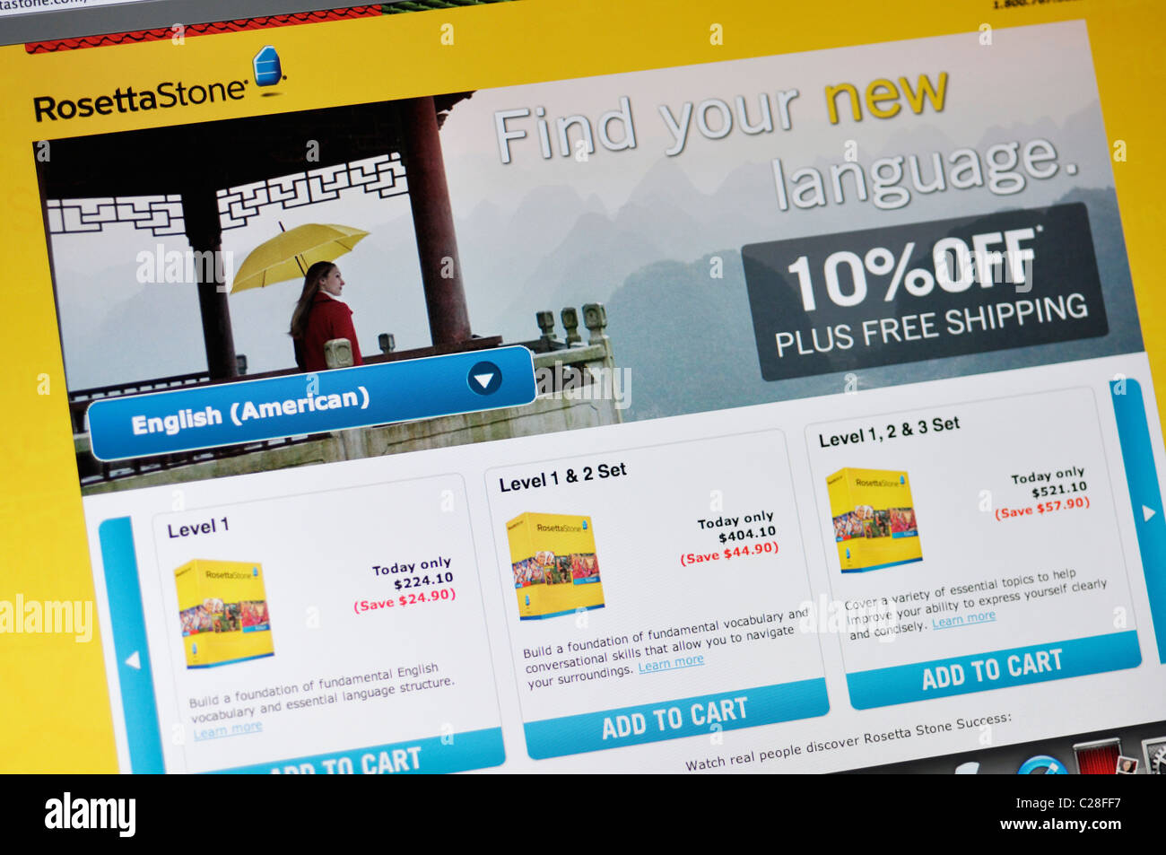 Rosetta Stone language learning website - English Stock Photo - Alamy