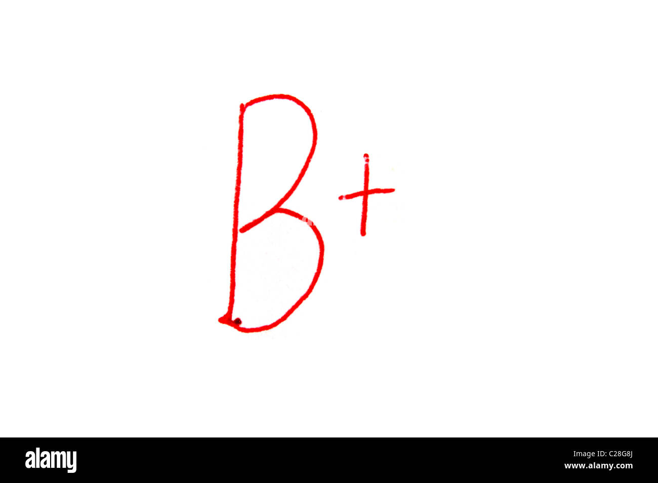 Handwritten Letter Grade B+ written in red ink Stock Photo - Alamy