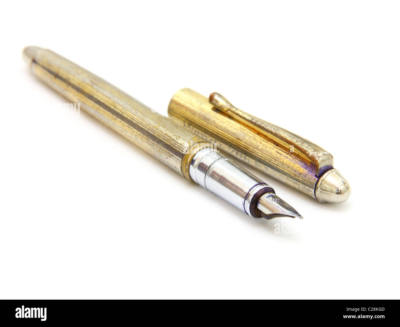 Old fountain pen isolated on white background Stock Photo - Alamy