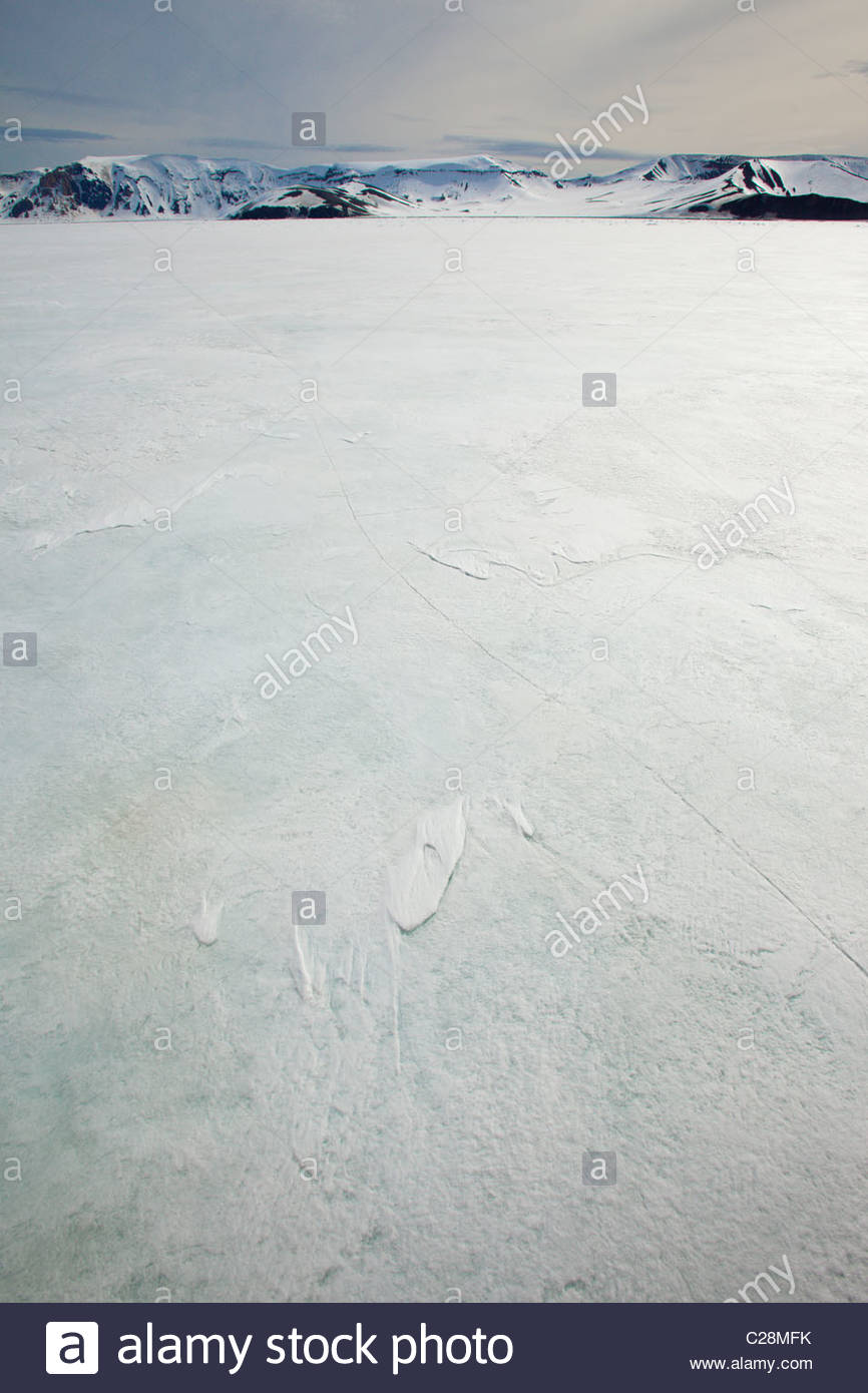 Pack ice covers a barren landscape Stock Photo - Alamy