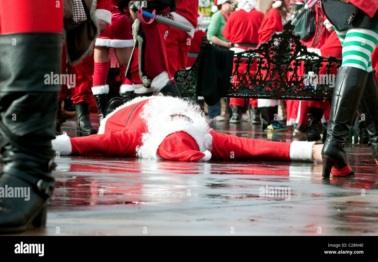 A Santa participating in SantaCon 2009 in Manhattan New York City, USA ...