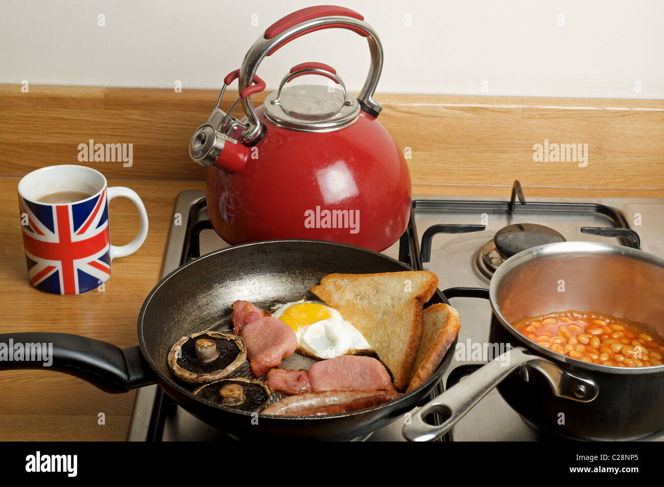 Cooking fired breakfast Stock Photo - Alamy
