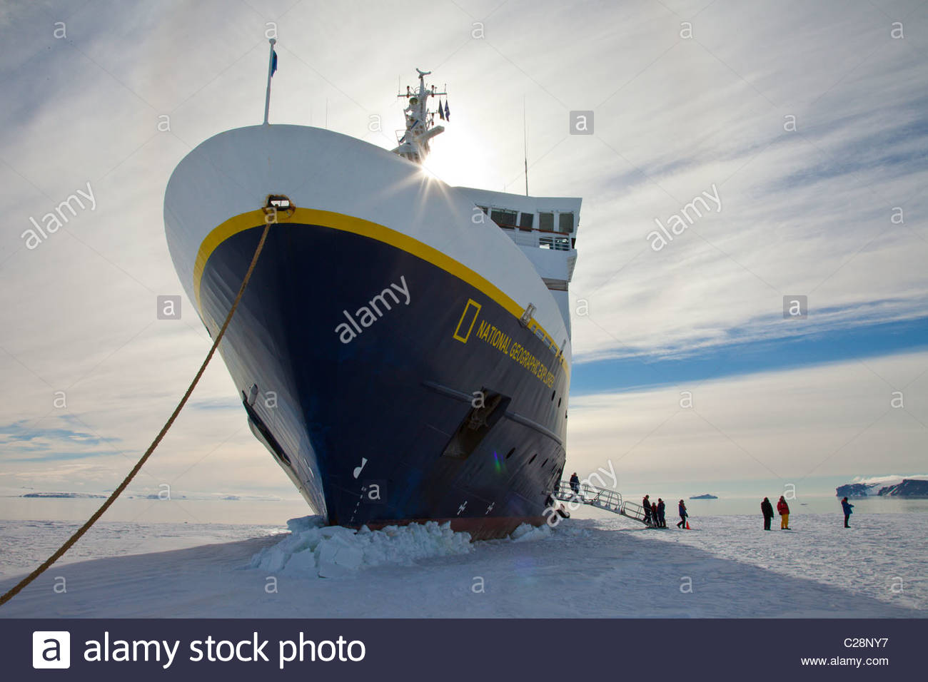 Tourists disembark from a cruise ship in sea ice Stock Photo - Alamy