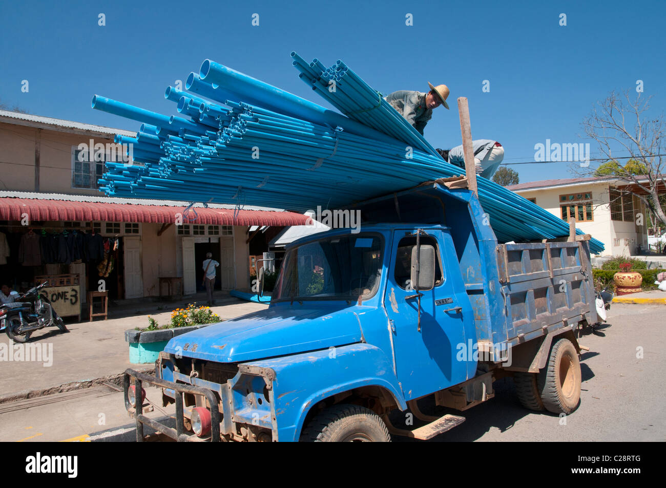 Truck with water pipes hi-res stock photography and images - Alamy