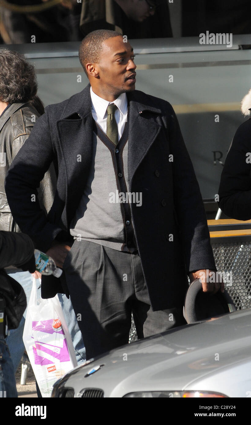 Anthony Mackie on the movie set for 'The Adjustment Bureau' filming in ...