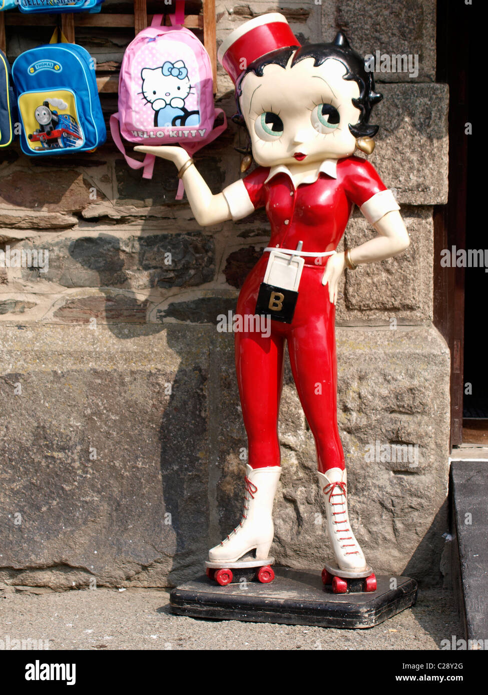 Statue of Betty boo outside a shop, Looe, Cornwall, UK Stock Photo - Alamy