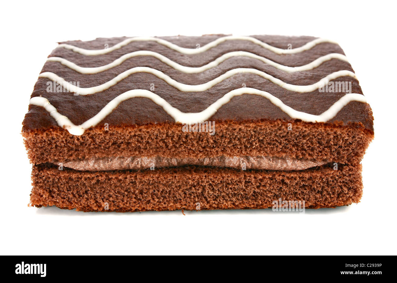 chocolate pastry with cream isolated on white background Stock Photo ...