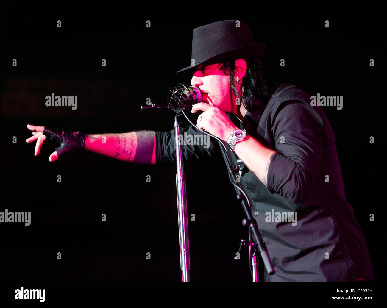 Adam Gontier of Canadian rock band Three Days Grace performing live at ...