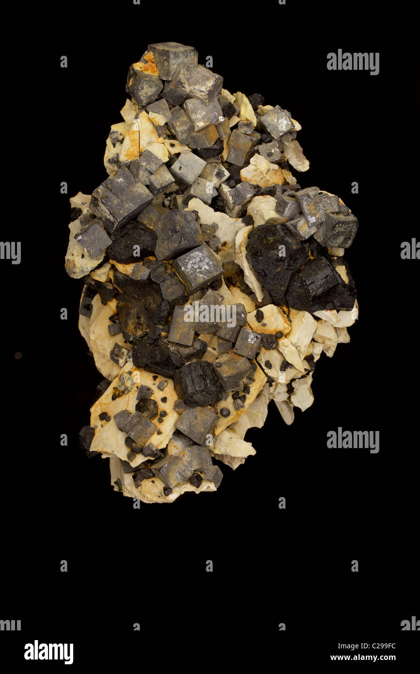Galena - Joplin Missouri - USA - with sphalerite on chert Stock Photo ...