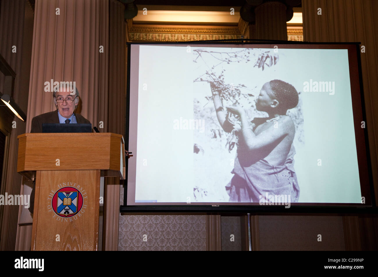 Professor Aubrey Manning gives a lecture at the Playfair Library ...