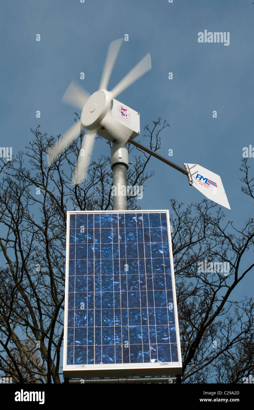 Small wind turbine and solar panel Stock Photo - Alamy