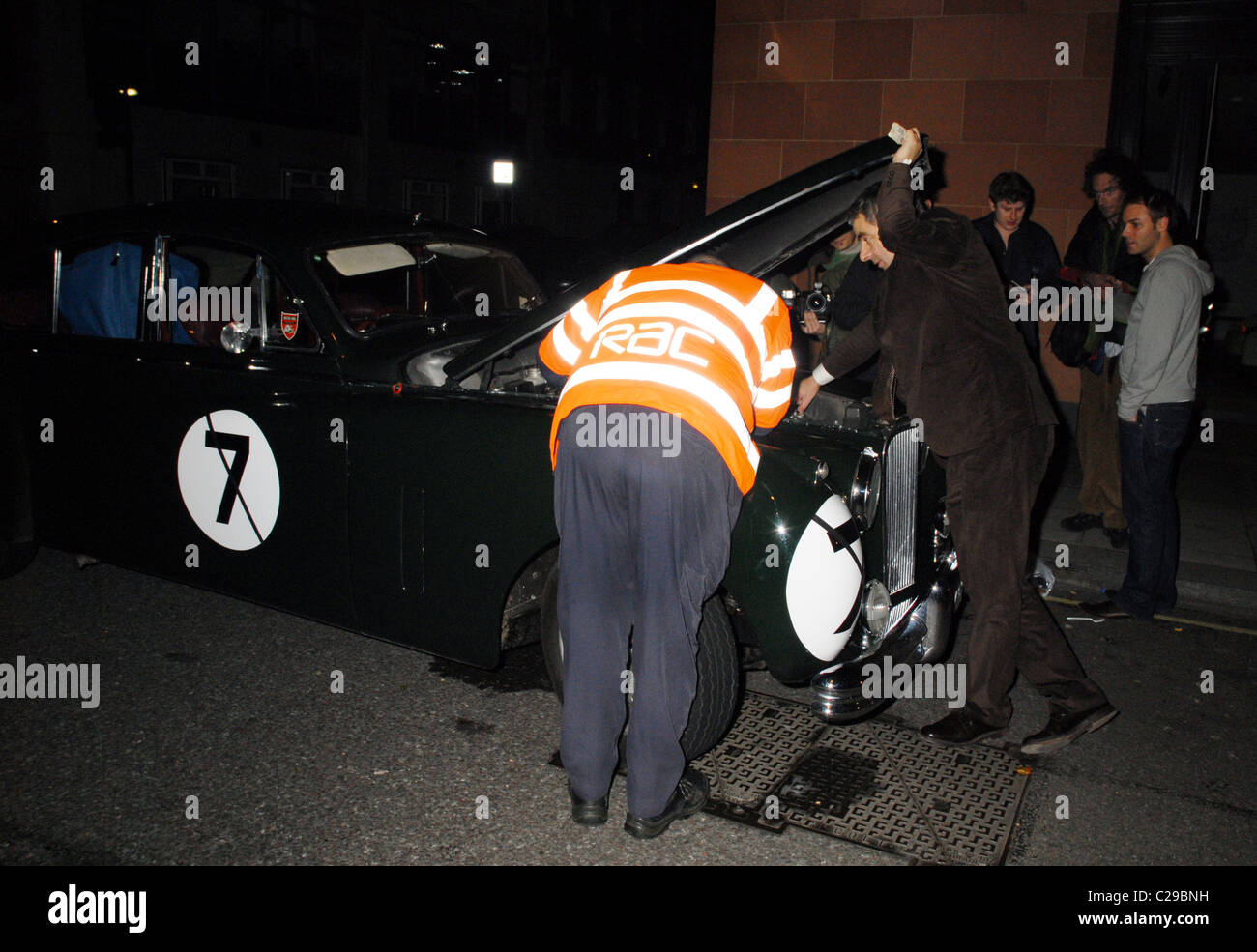 Rowan Atkinson is forced to call for roadside assistance after the ...