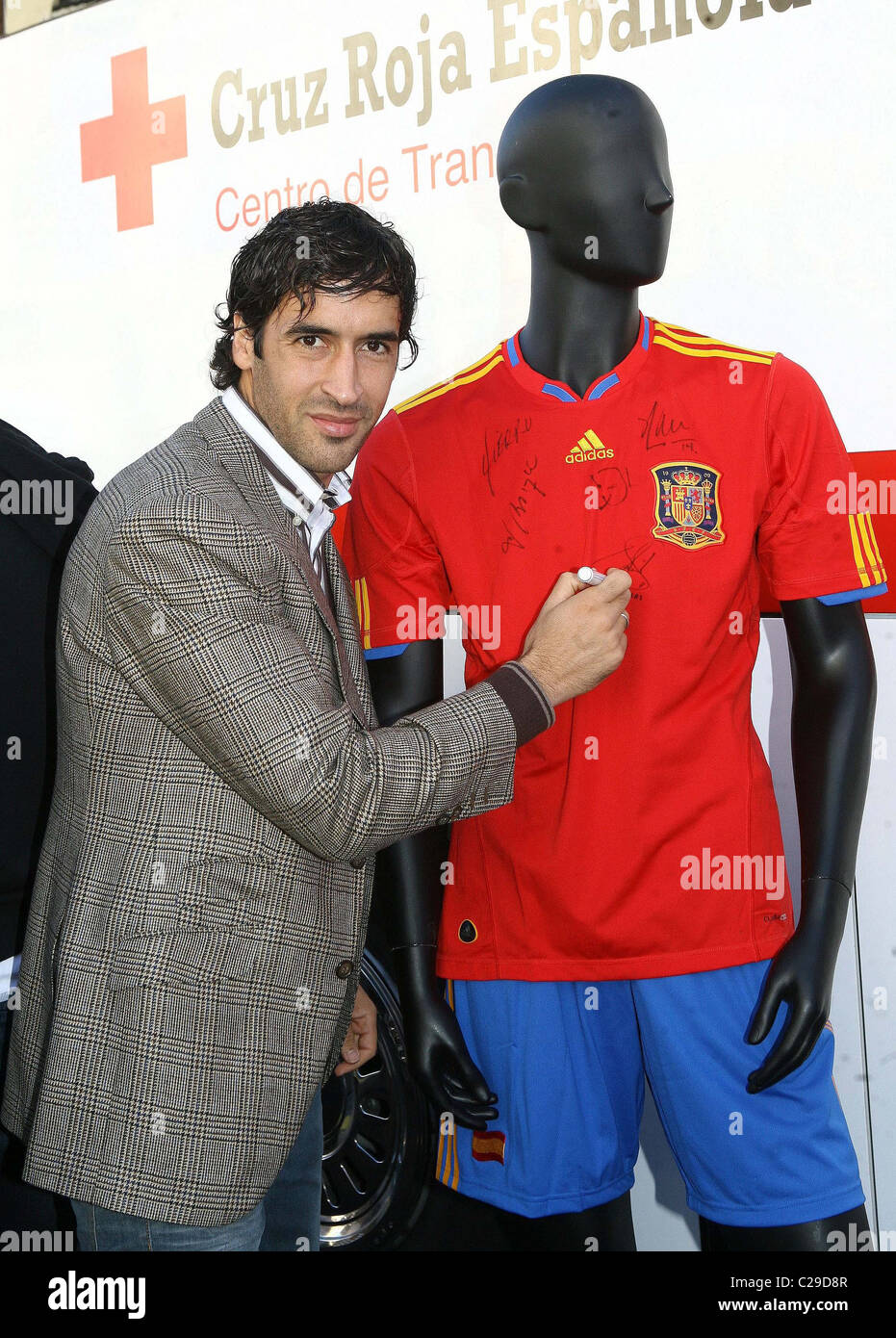 Raul Spanish football team donate blood for the Red Cross Madrid, Spain ...