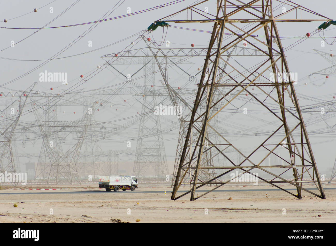 Middle east, UAE, Dubai, electricity pylons Stock Photo - Alamy