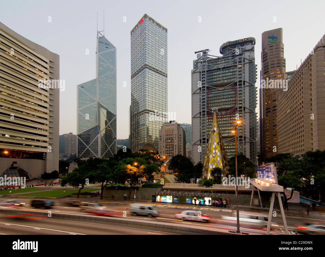 Asia, China, Hong Kong, Central, statue square dusk Stock Photo - Alamy
