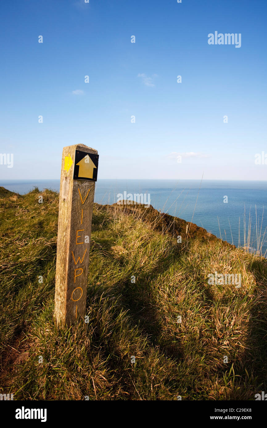 Viewpoint sign on the South West Coastal Path, , Hartland Point, Devon ...