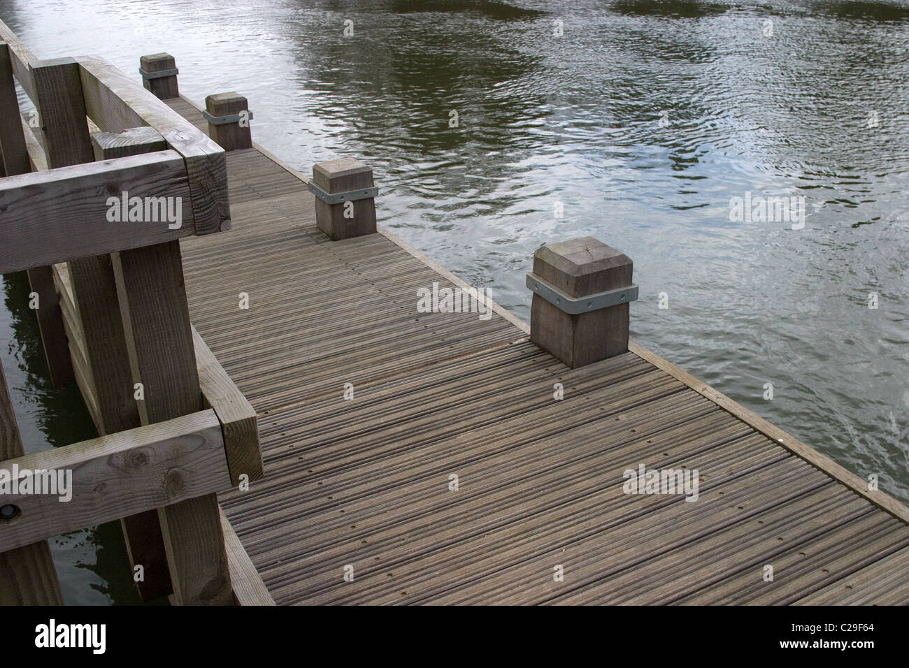 hidden concealed step wood decking canoe portege Stock Photo - Alamy