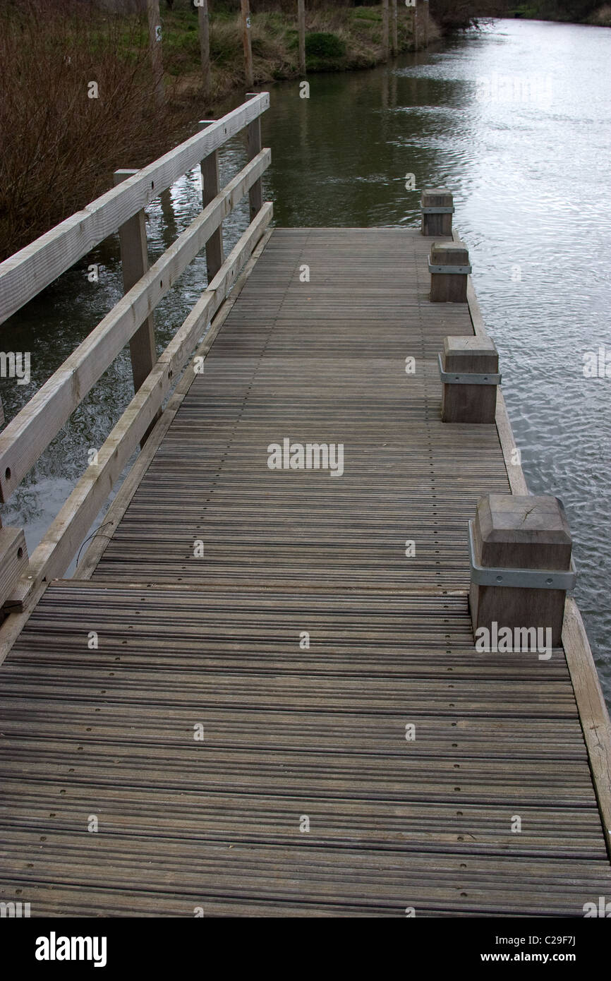 hidden concealed step wood decking canoe portege Stock Photo - Alamy