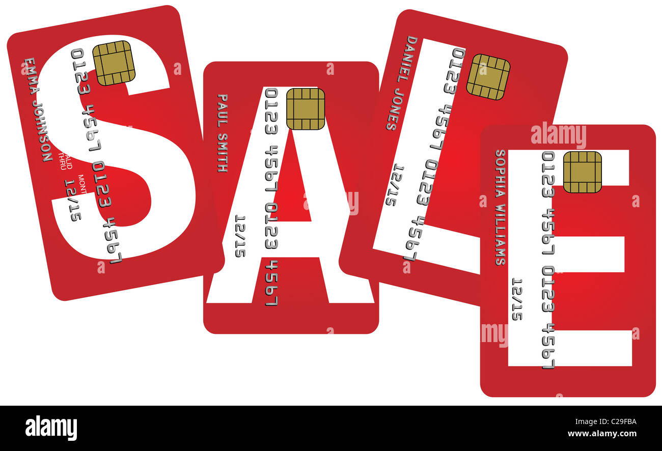 Credit Cards With Sale Sign Stock Photo - Alamy