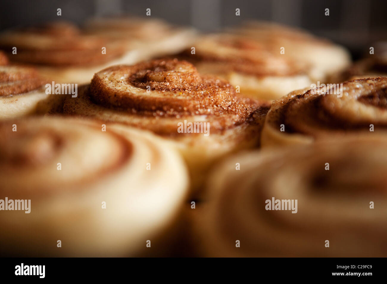 A detail of raw cinnamon buns - very shallow depth of field Stock Photo ...