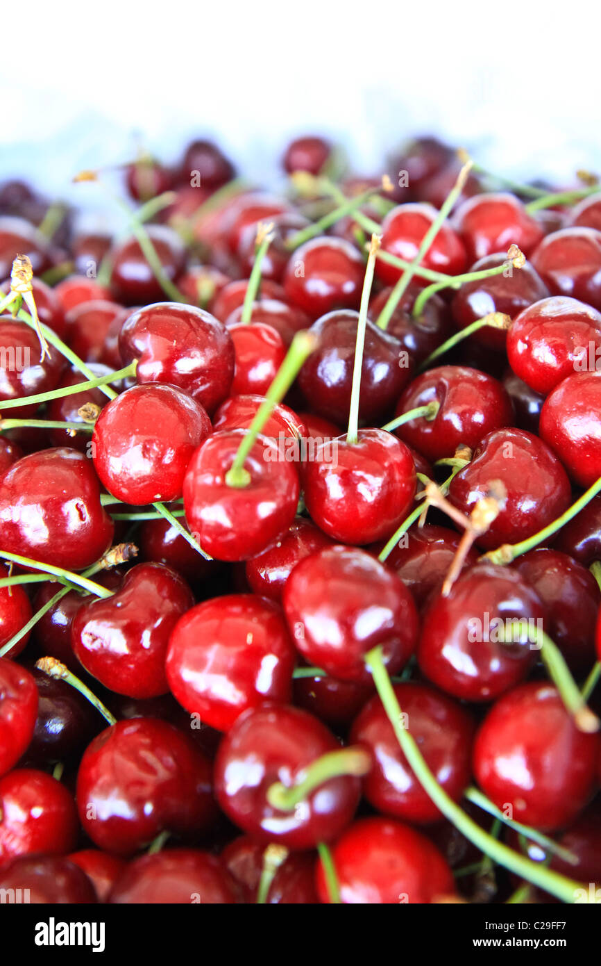Box of big red ripe cherries Stock Photo - Alamy