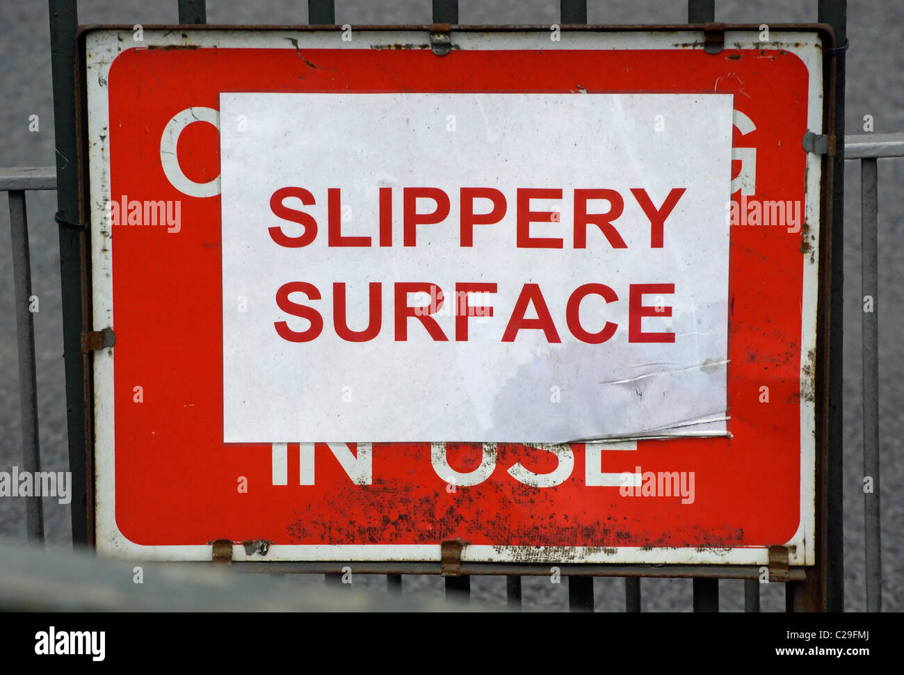 Warning Sign Slippery Road In High Resolution Stock Photography and ...