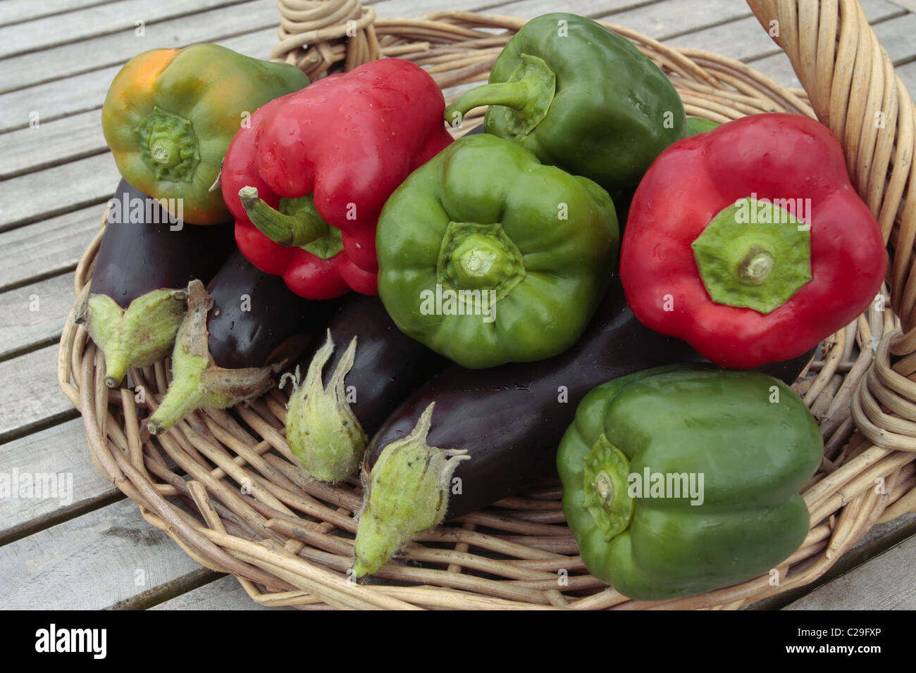 Mixed fresh vegetables in basket Stock Photo - Alamy