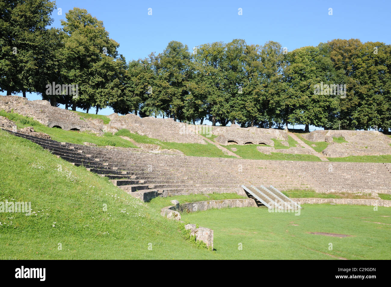Roman Amphitheatre built by Augustus at south side of city of Autun ...