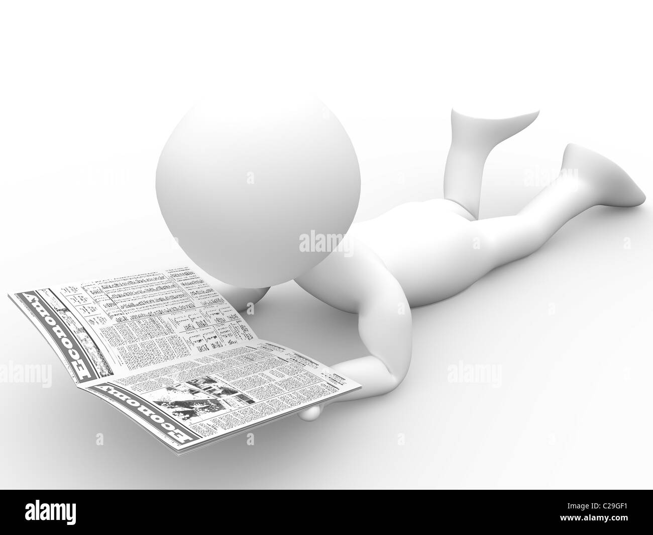 3D human reading the newspaper lying Stock Photo - Alamy