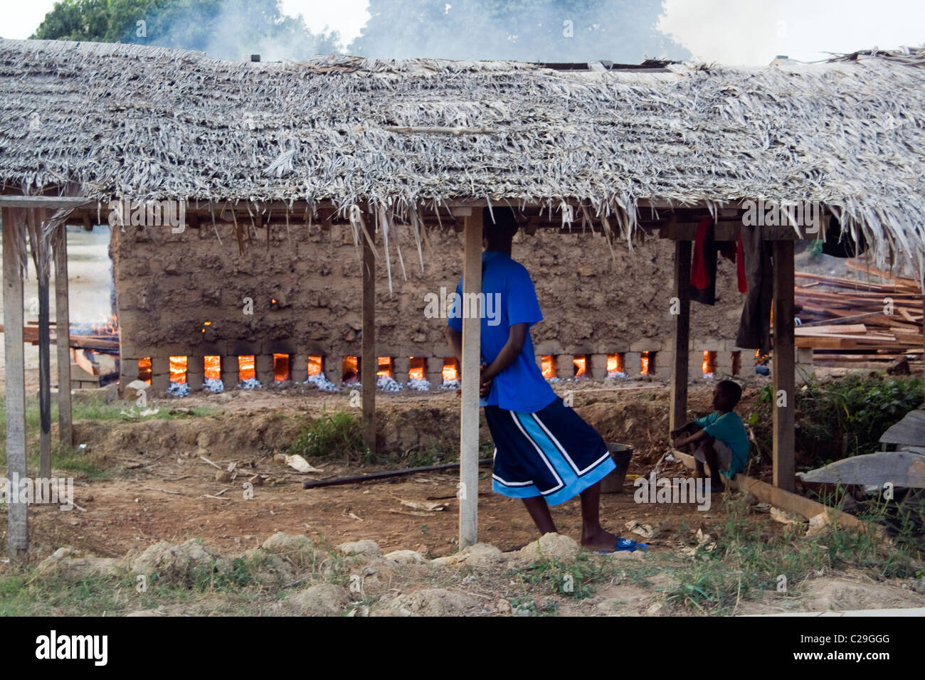 Brick-kiln ,Betou ,Ubangi River ,Republic of Congo Stock Photo - Alamy