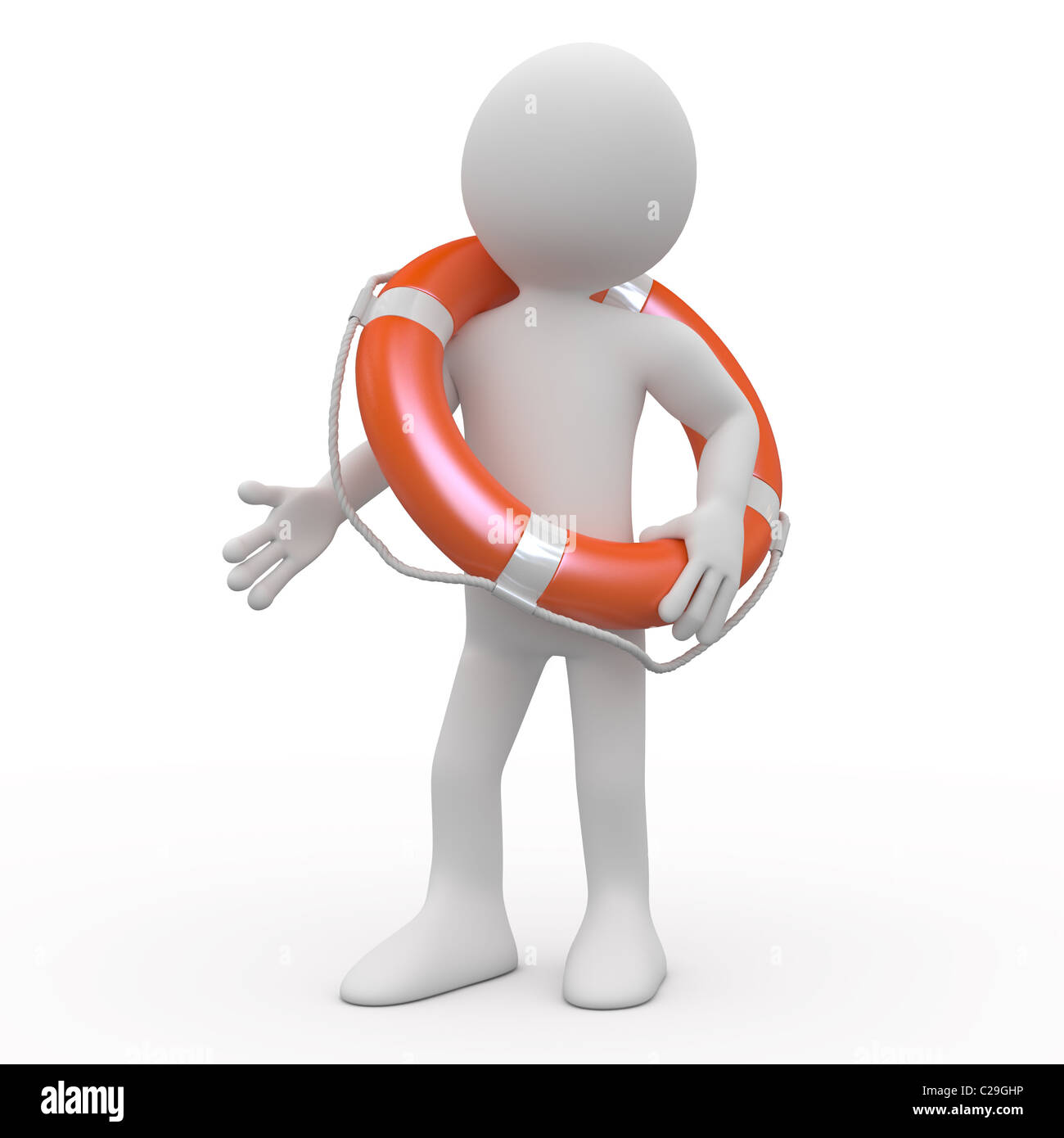 Man with an orange life preserver Stock Photo - Alamy