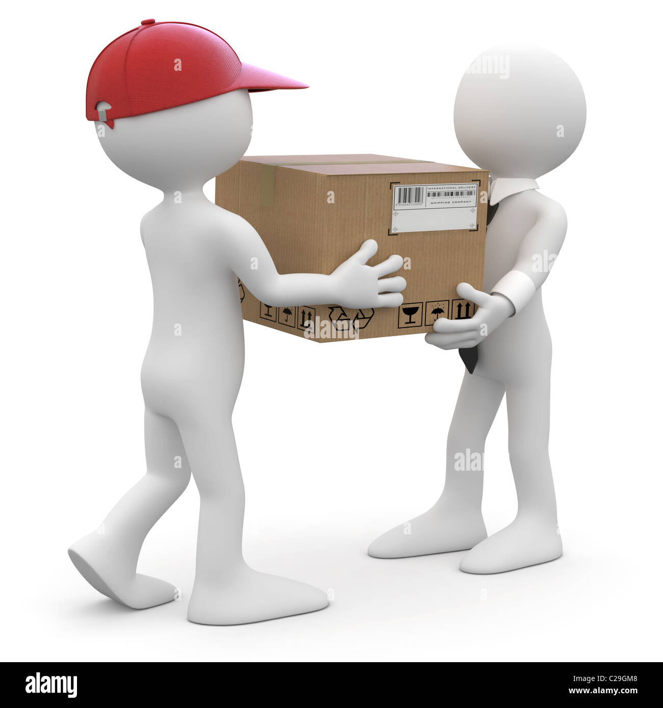 Worker delivering a package to a businessman Stock Photo - Alamy