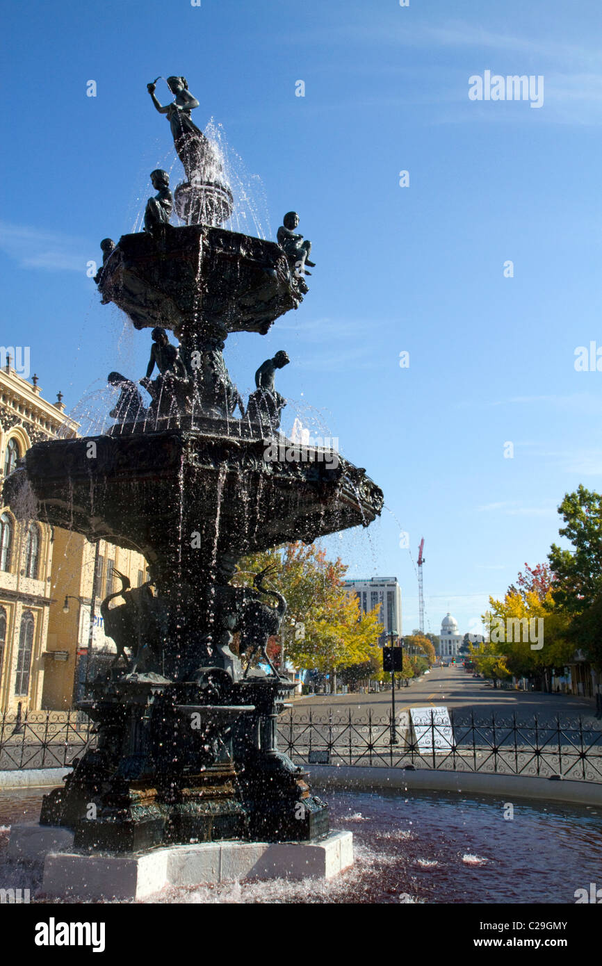 Water fountain in front of the Montgomery County Courthouse located on ...